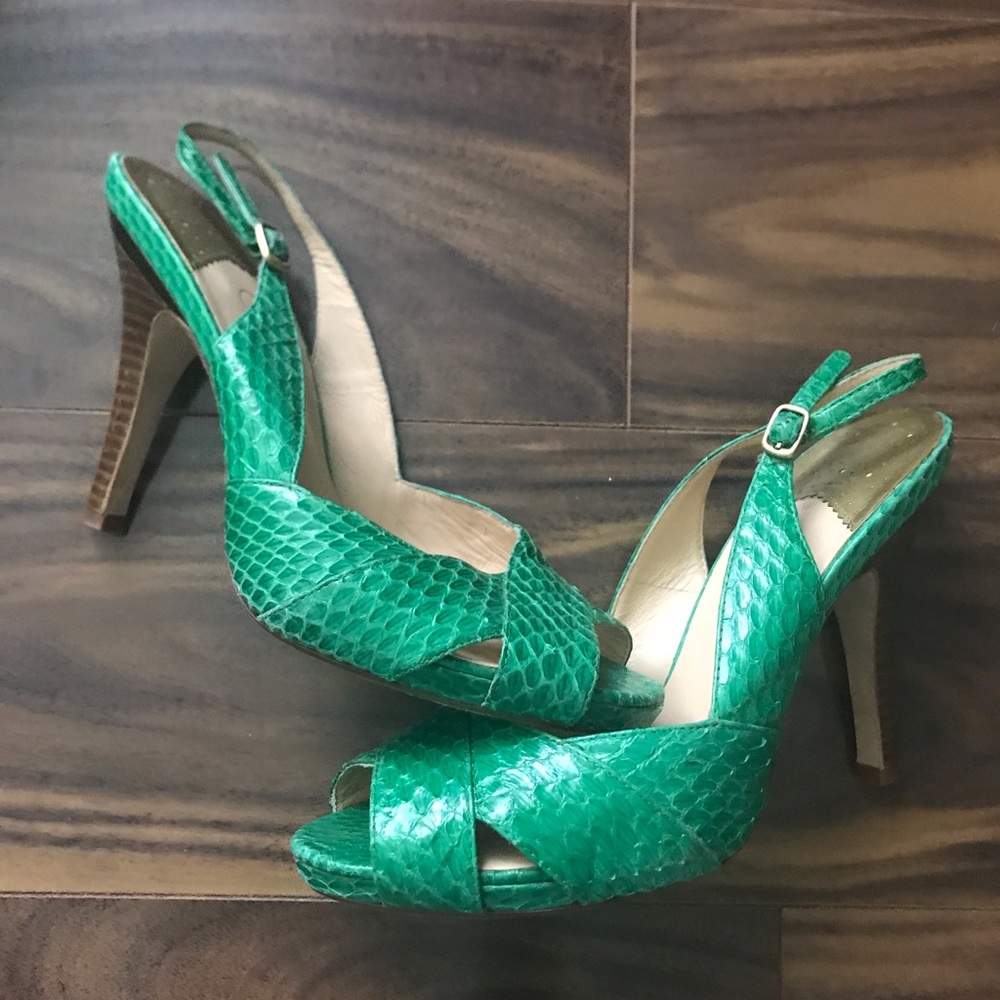 {Cole Haan} Aurora Air Sling Green Snake Heels - Sz 7… - Gem